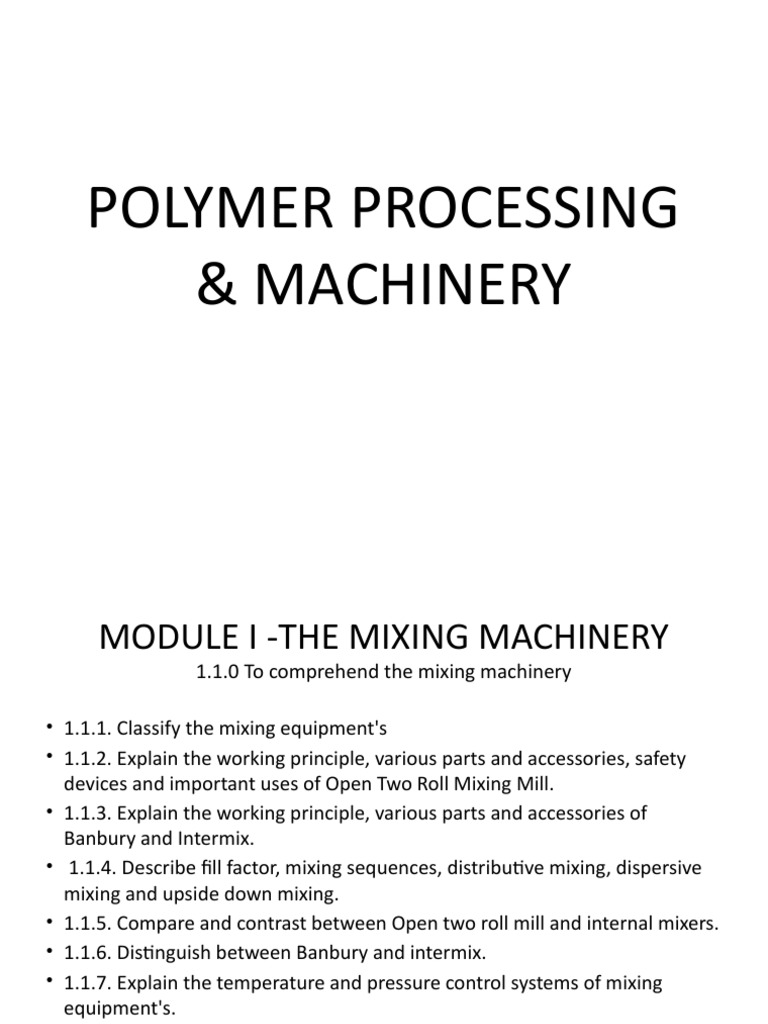 Polymer Mixing Machinery Guide | PDF | Gear | Extrusion
