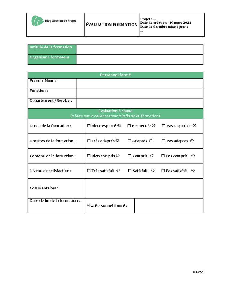 Fiche D'evaluation Formation | PDF | Évolution de carrière