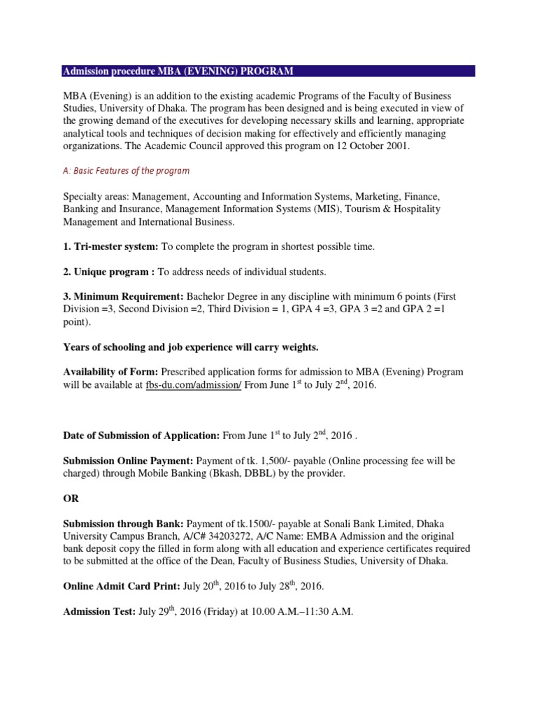 DU Evening MBA Admission Guide 2025 | PDF | University And College ...