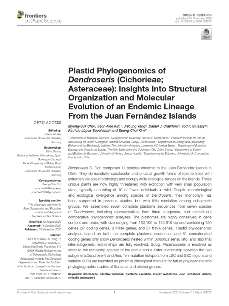 Plastic Phylogenomics Dendroseris PLópez | PDF | Gene | Genetic Code