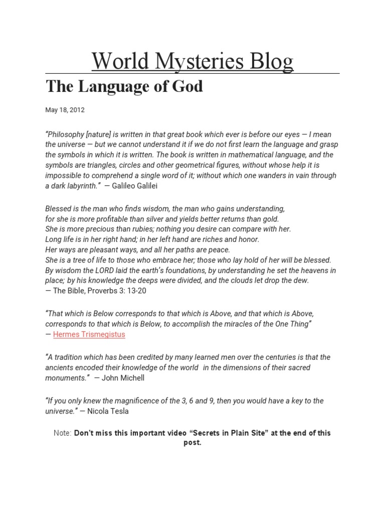 Language of God | PDF | Pi | Numbers