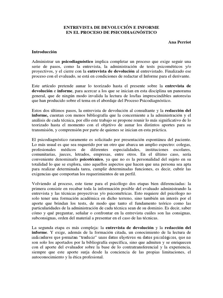 Devolución e Informe Perriot UMSA | PDF | Inteligencia | Sicología