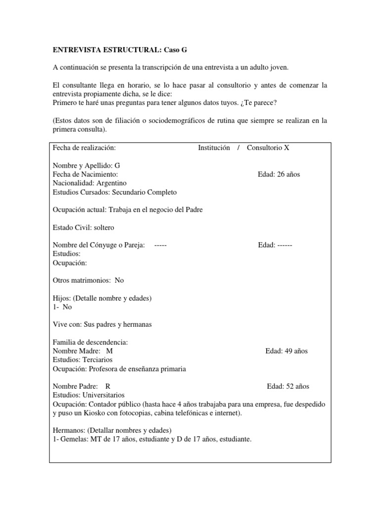 Ejemplo Entrevista Estructural | PDF