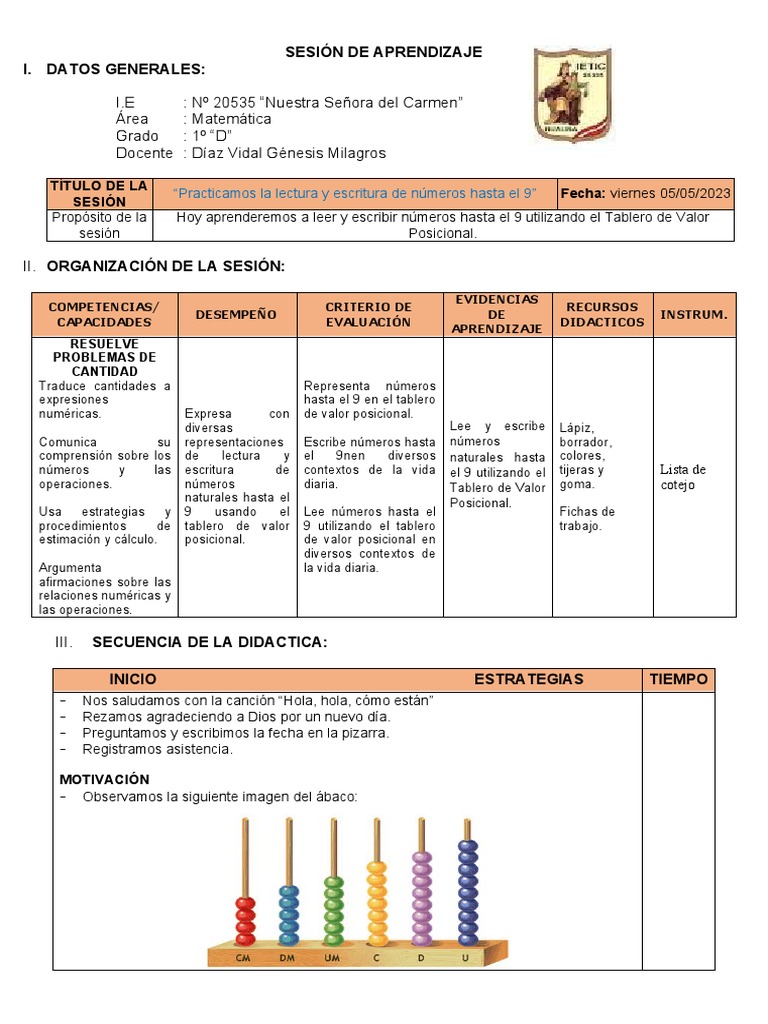 MAT - Practicamos La Lectura y Escritura de Numeros Hasta El 9 | PDF ...