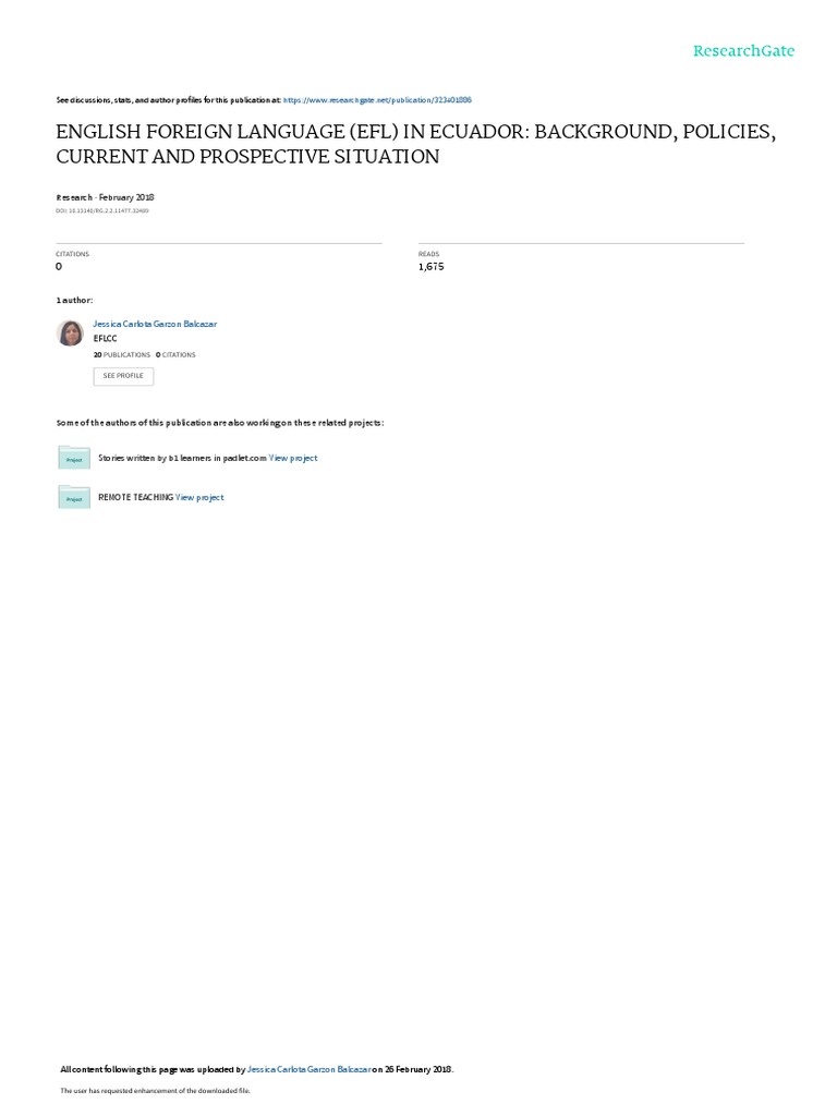 Efl in Ecuador Background Policies Current and Prospective Situation ...