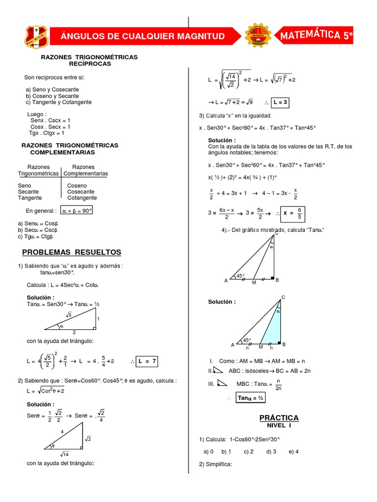 Razones Trigonom | Descargar gratis PDF | Funciones trigonométricas | Trigonometría