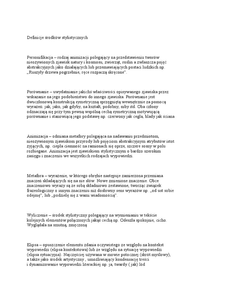 1 A - Srodki Stylistyczne | PDF
