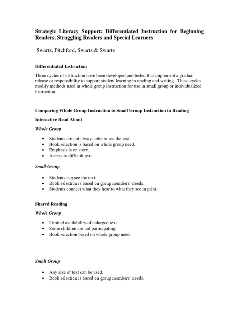 SLS Cycle: Supporting Struggling Readers | PDF