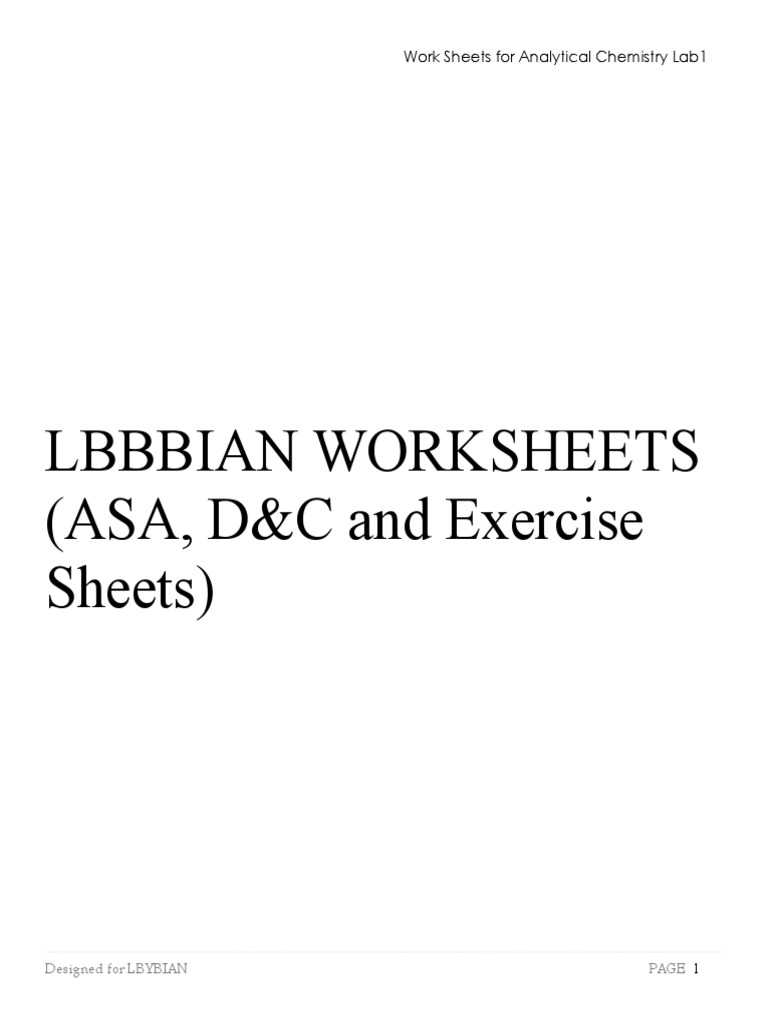 LBBBIAN Worksheets | PDF | Chemistry | Titration