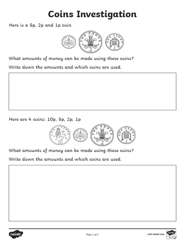 Coins Maths Investigation | PDF