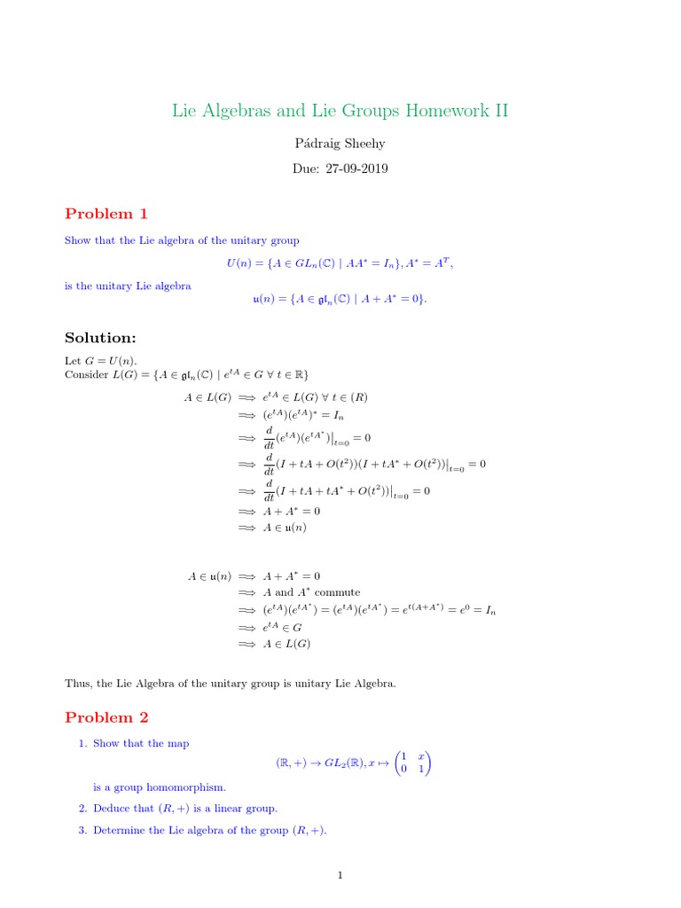 Lie Algebra 2 | PDF | Lie Algebra | Group (Mathematics)