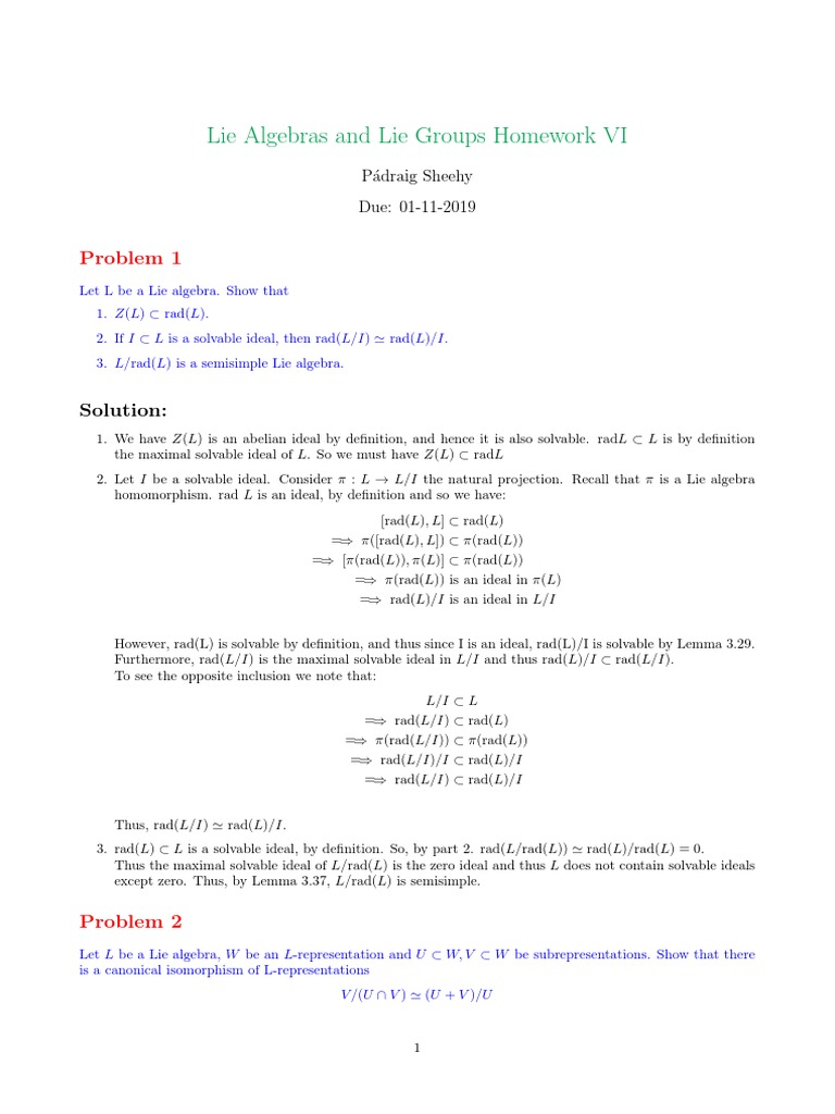 Lie Algebra 6 | PDF | Lie Algebra | Functions And Mappings