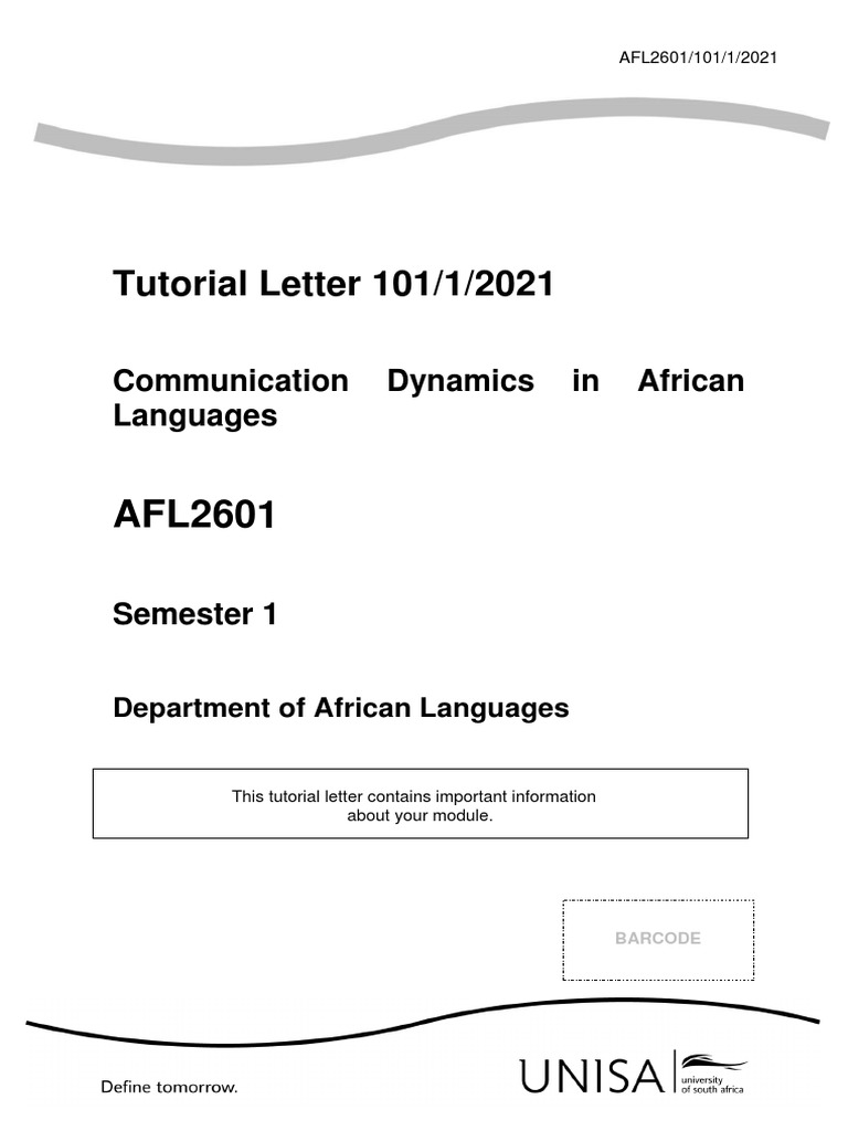 Tutorial Letter 101/1/2021: Communication Dynamics in African Languages ...
