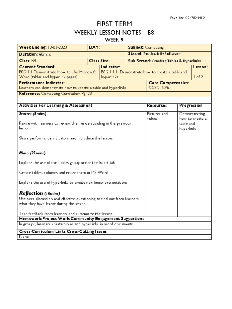 B8 Comp WK9 - 2 | PDF | Hyperlink | Curriculum