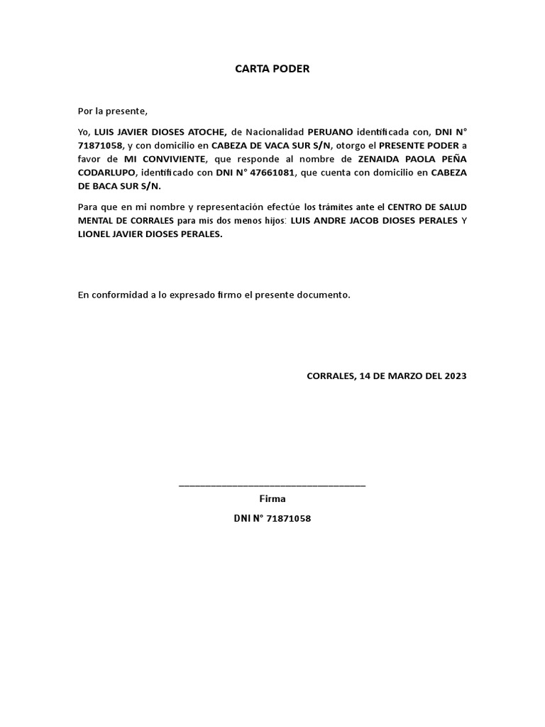 Carta Poder | PDF | Derecho
