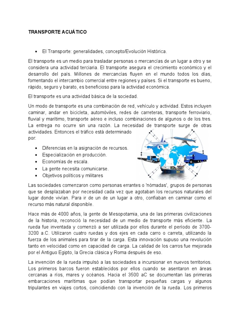 Evolución y Tipos de Transporte Acuático | PDF | Transporte | Buques