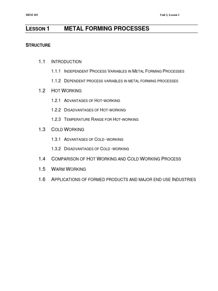 Unit 2 Lesson 1 | PDF | Rolling (Metalworking) | Forging