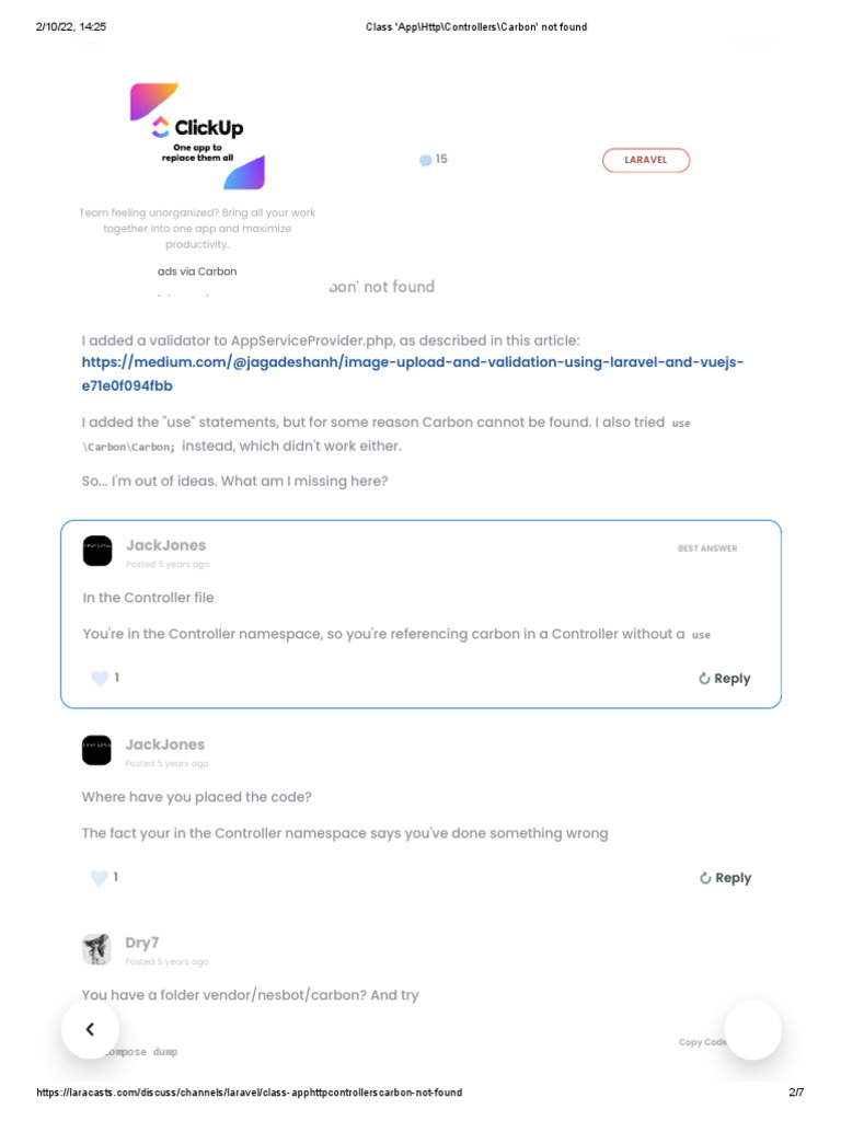Laravel Carbon Class Not Found Error | PDF | Software Development ...