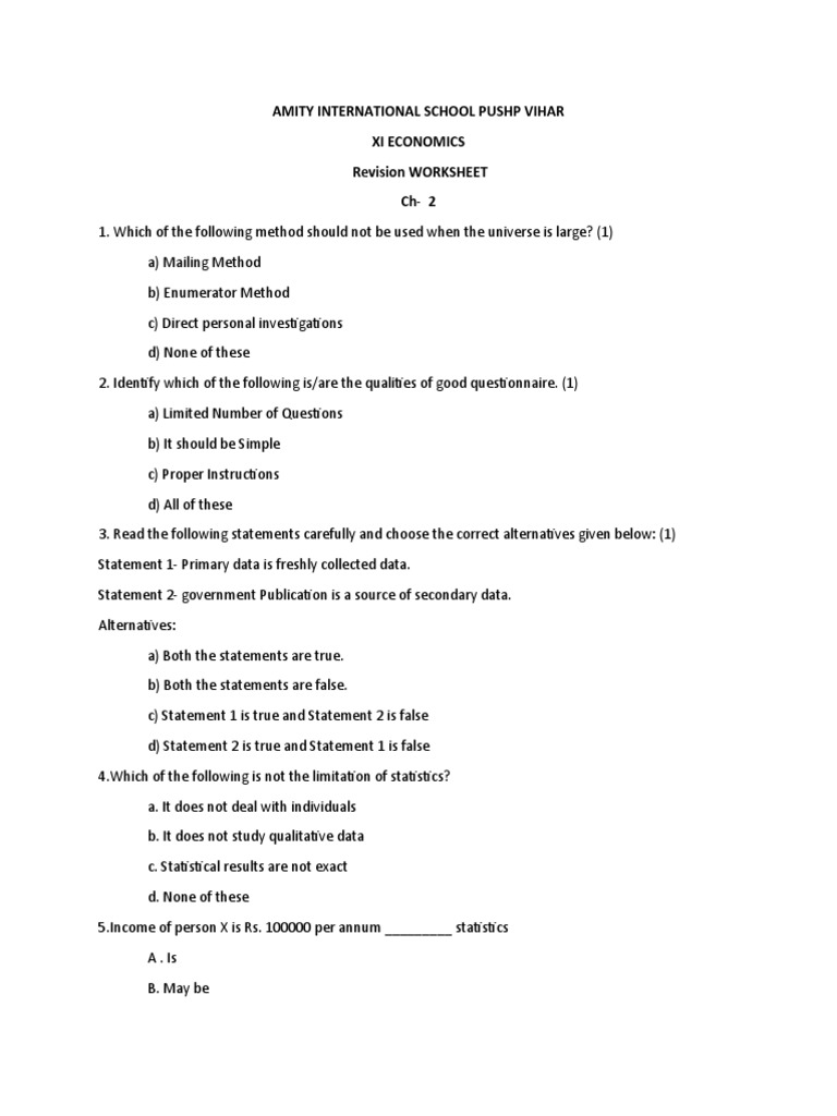 Ch2 Ws Stats | PDF | Questionnaire | Survey Methodology