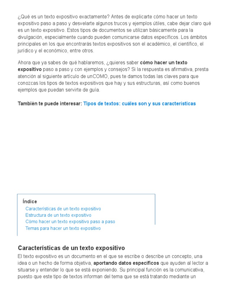 ¿Cómo Hacer Un TEXTO EXPOSITIVO - Trucos y Ejemplos | PDF | Léxico | Science