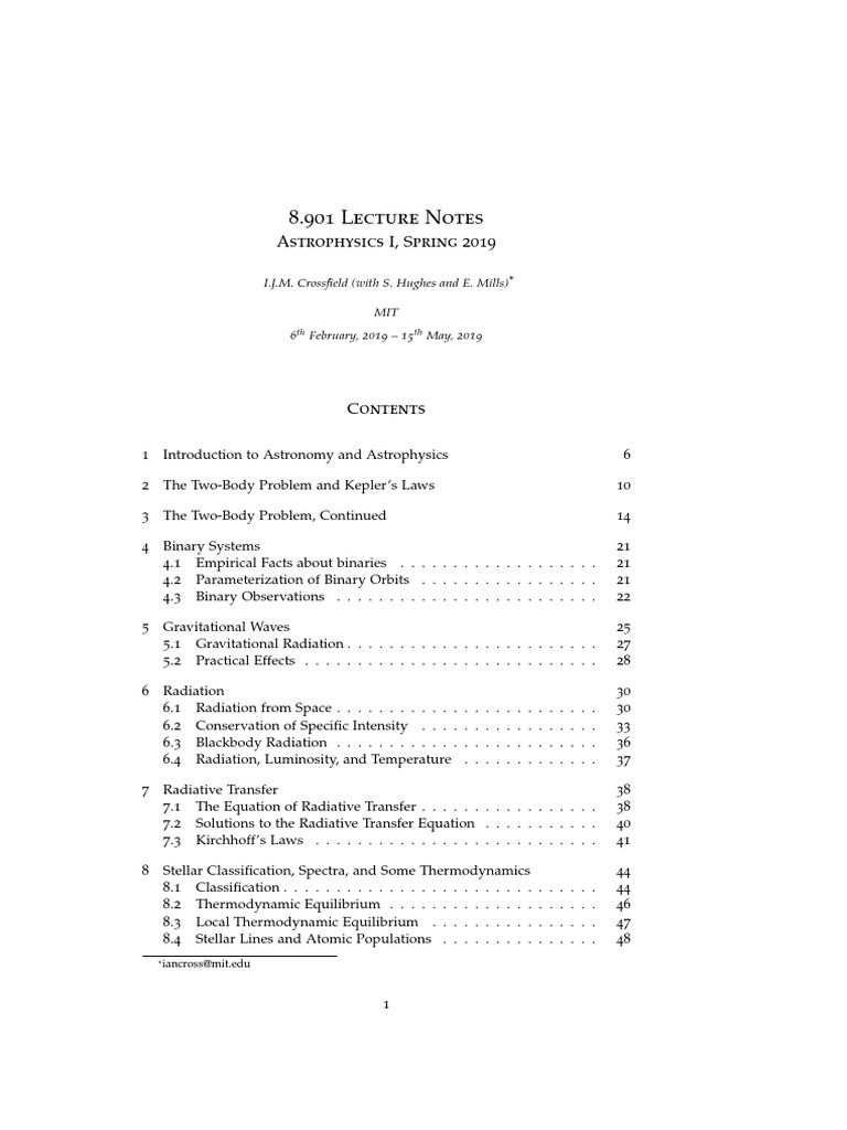 Astrophysics Lecture Notes 2019 Crossfield | PDF | Apparent Magnitude ...