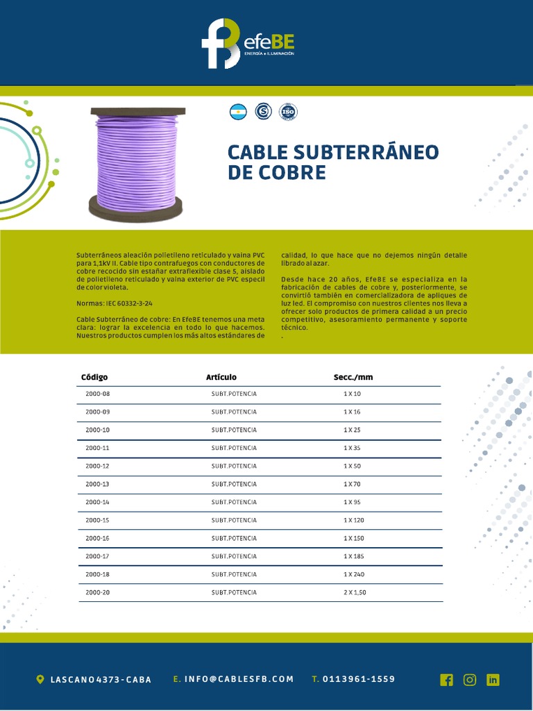 Ficha-CABLE-SUBTERRANEO-DE-COBRE | PDF