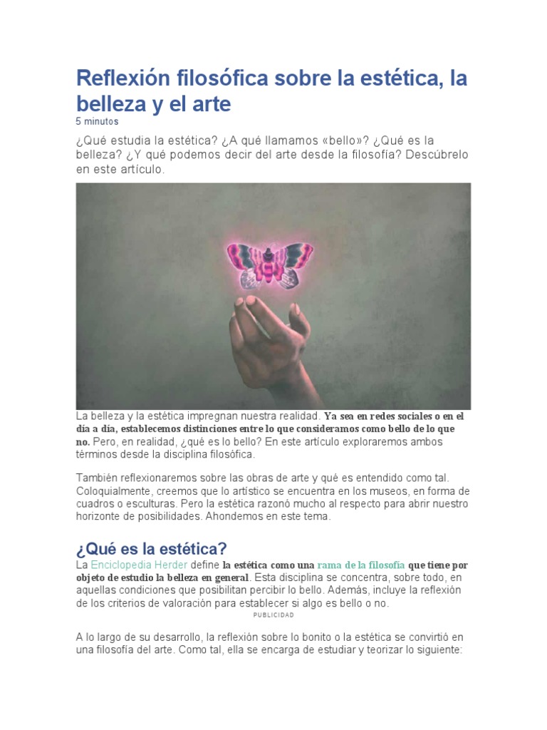 Reflexión Filosófica Sobre La Estética | PDF | Estética | Belleza