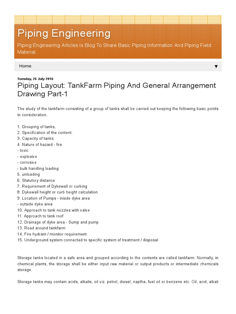 Tank Farm Piping Layout Guide | PDF | Home & Garden | Technology ...