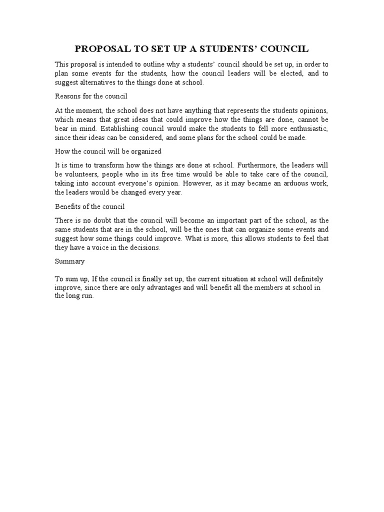 Proposal To Set Up A Students | PDF