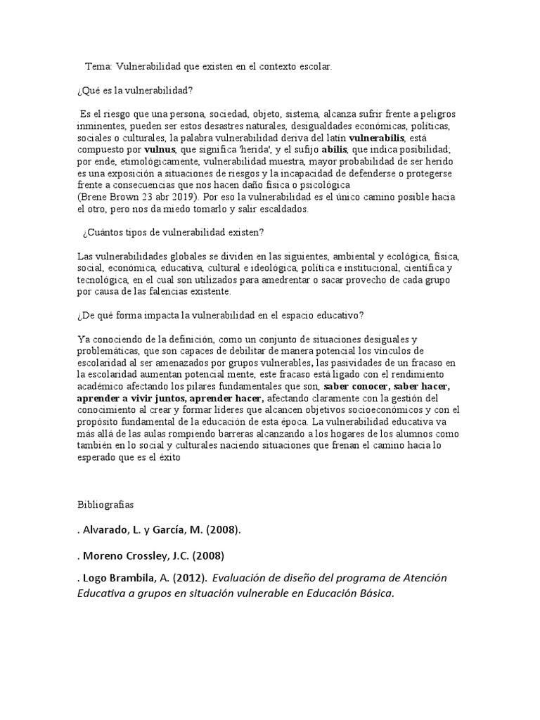 La Vulnerabilidad Educativa Pdf