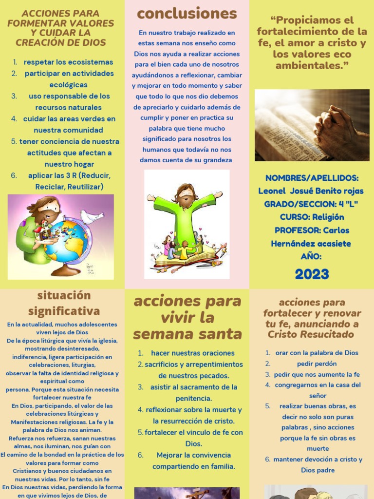 triptico RELIGION | PDF | Fe | Cristo (título)