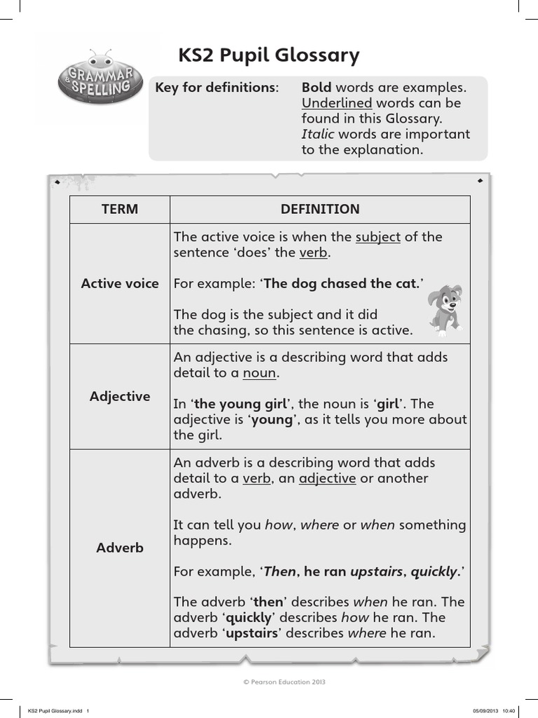 KS2 SPAG Glossary 2 | PDF | Verb | Adverb