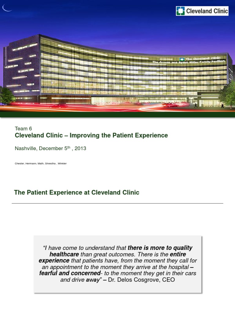Improving The Patient Experience At Cleveland Clinic Pdf Patient