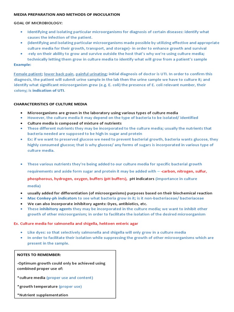 Media Preparation and Methods of Inoculation | Download Free PDF ...