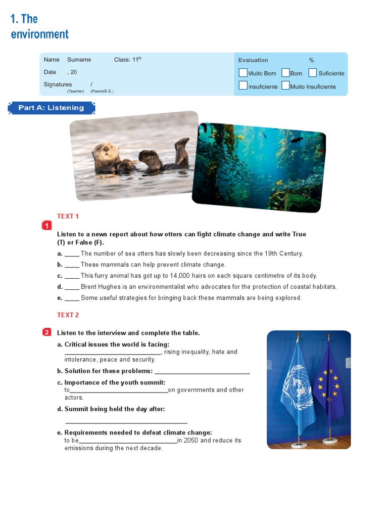 enga11_unit1_test_1a.docx | PDF | Climate Change | Greenhouse Gas