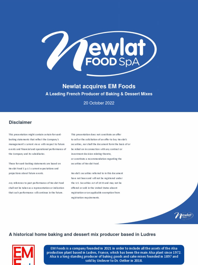 EM Foods Acquisition Presentation | PDF | Brand | Economies