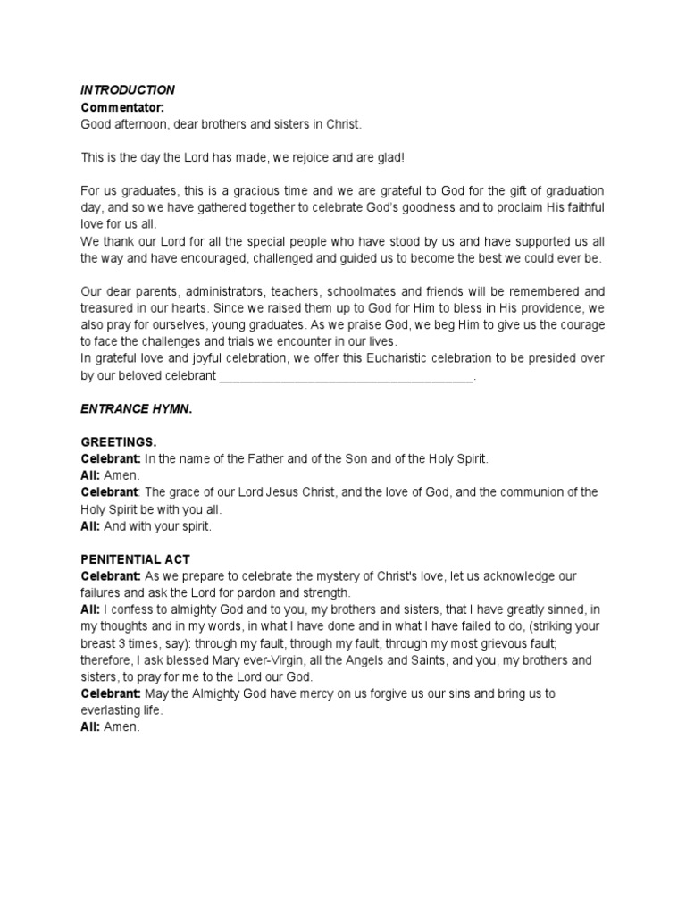 Church Day Script | PDF | God The Father | Eucharist