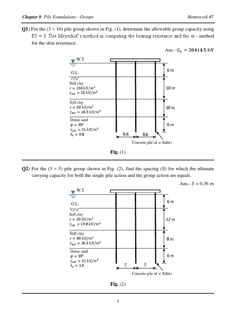 HW#7-Ch. 9-Pile Foundations-Groups | PDF