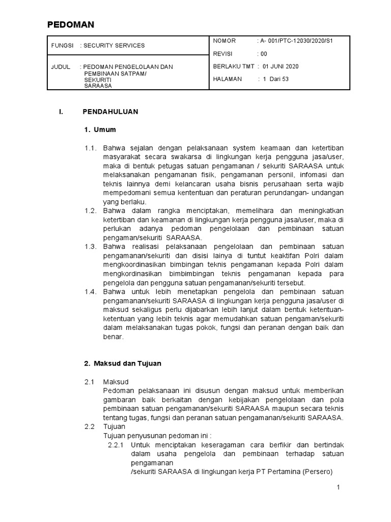 Tko A01 Pedoman Kerja | PDF