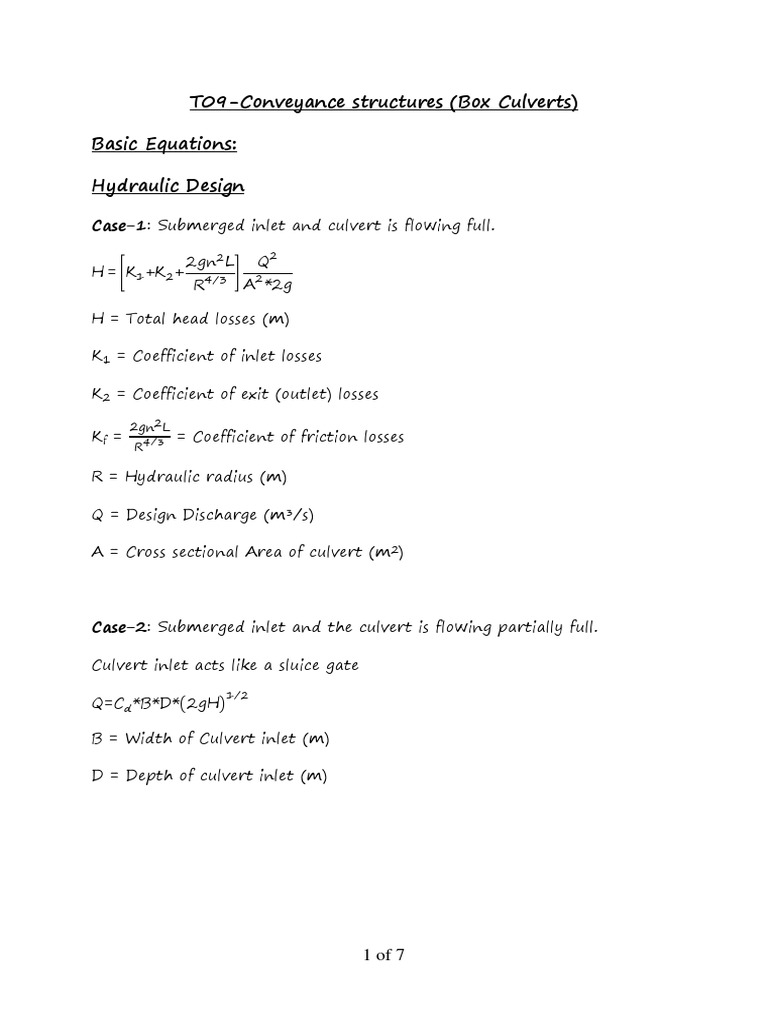 T09-Conveyance Structures (Box Culvert) | PDF | Bending | Civil Engineering