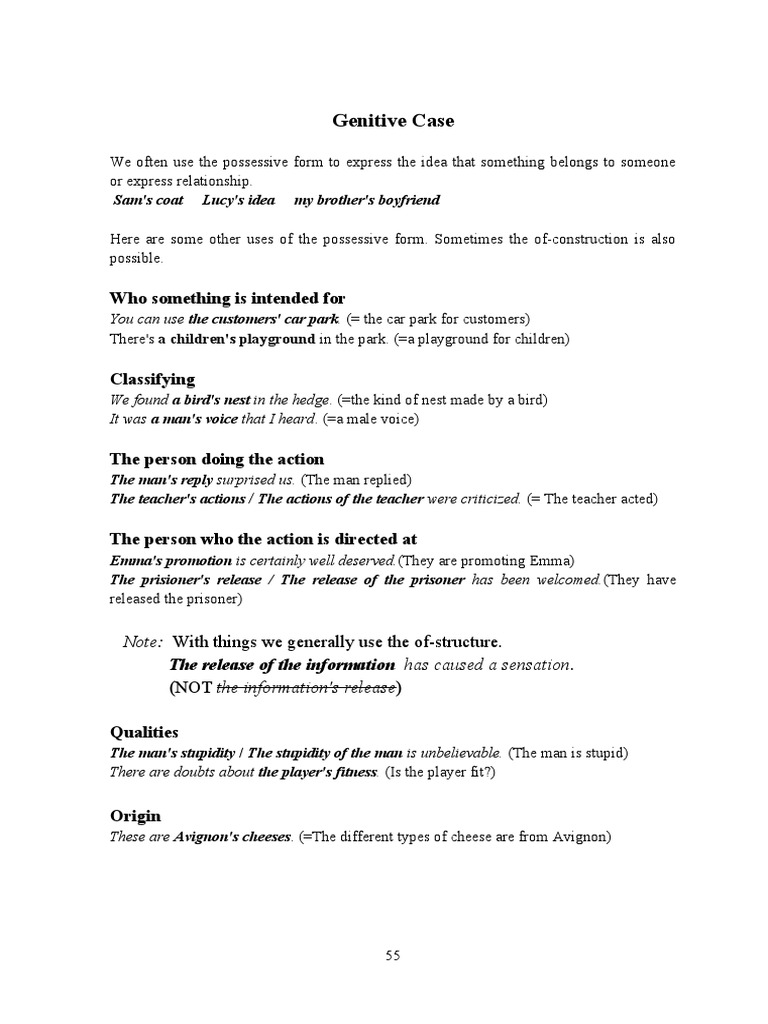 C Genitive Case Theory and Exercises 2020 | PDF | Cost Of Living | Grammar