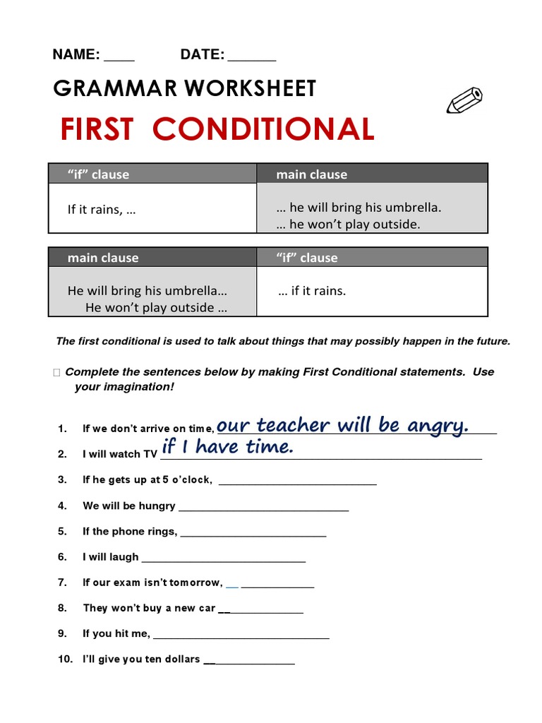 First Conditional Grammar Exercises | PDF | Linguistic Morphology ...