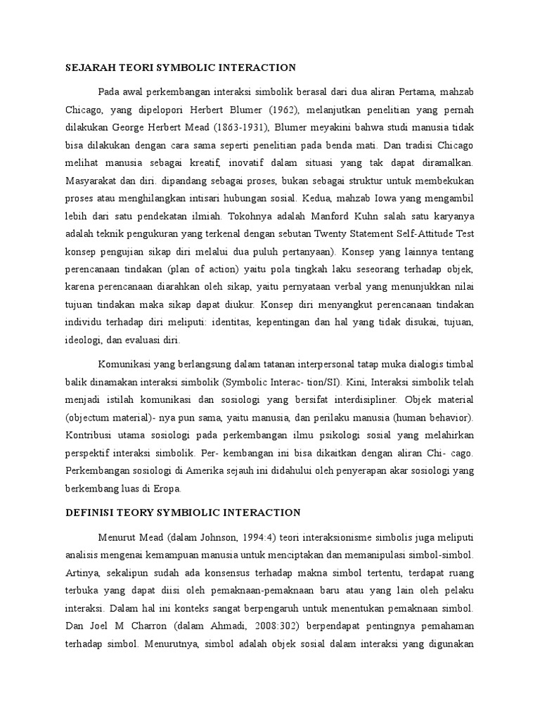 Sejarah Teori Symbolic Interaction | PDF Sejarah Teori Symbolic Interaction | PDF