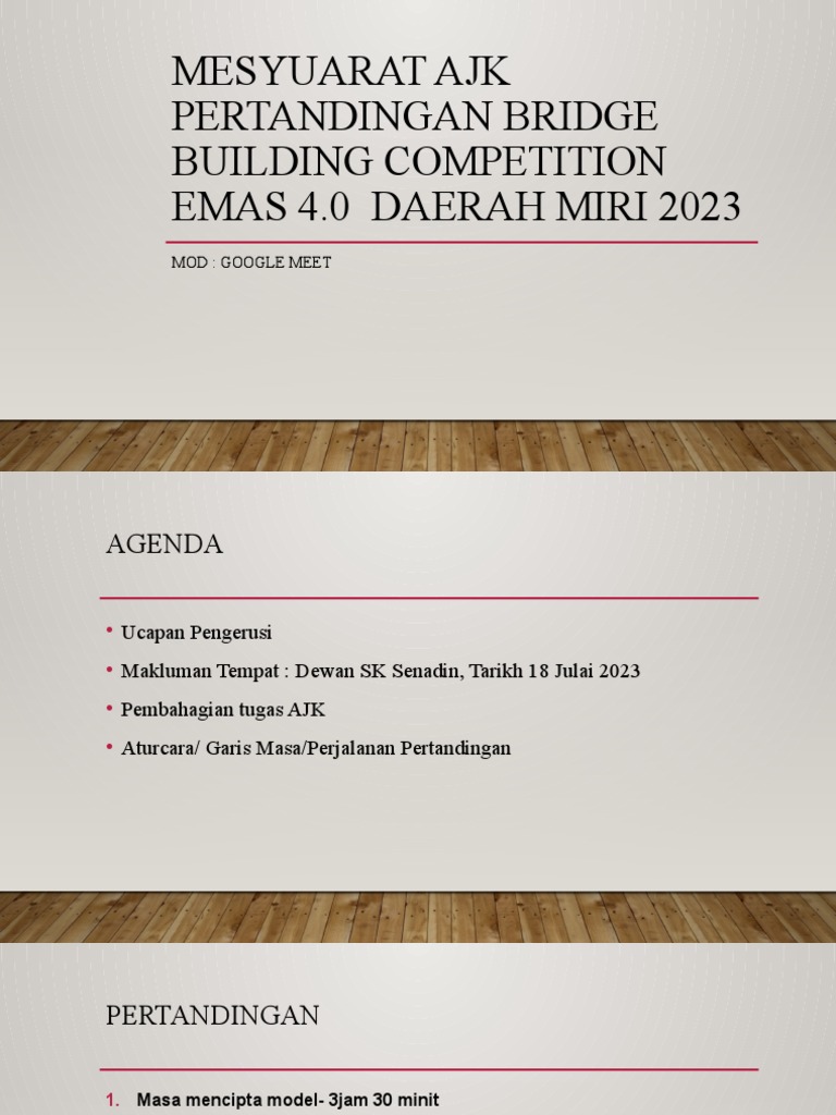 Mesyuarat AJK Pertandingan Bridge Building Competition | PDF