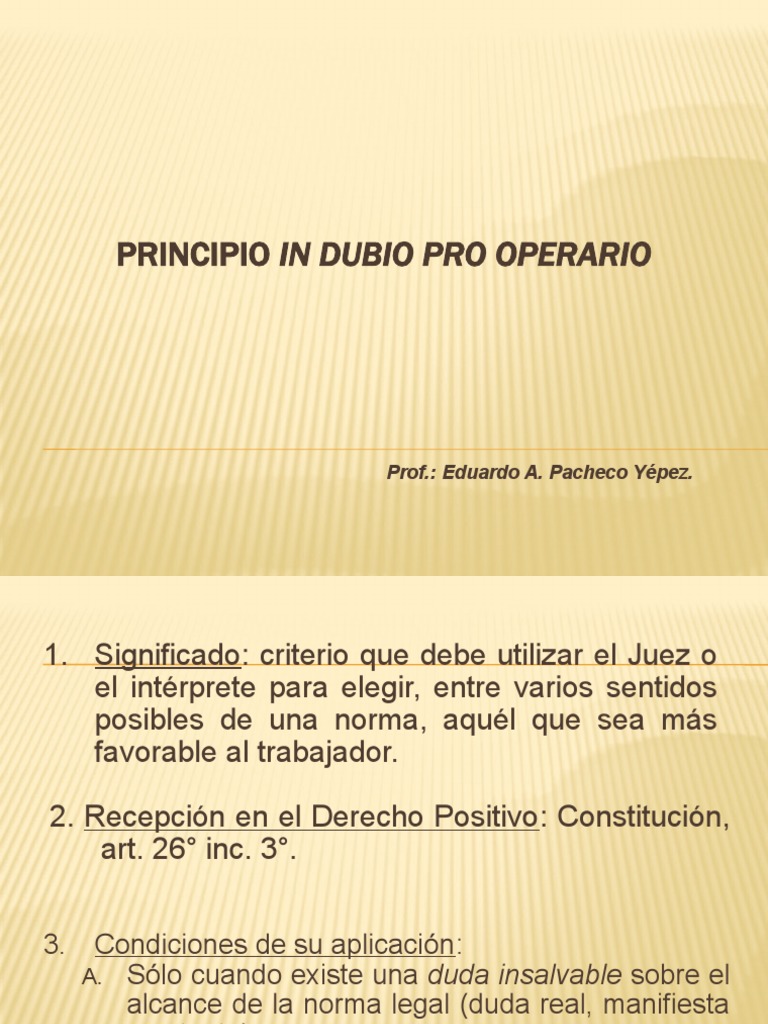 in Dubio Pro Operario. Ok | PDF