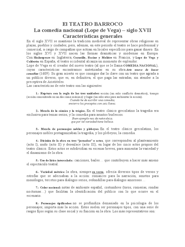 El Teatro Barroco | PDF | Teatro | Comedia