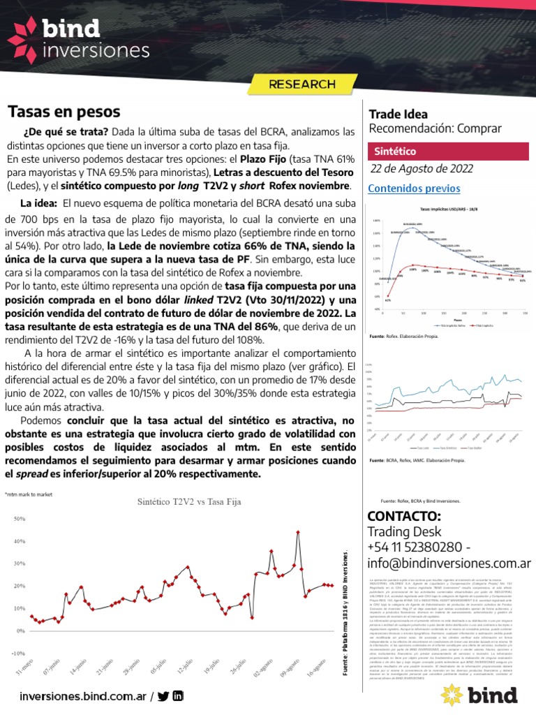 TRADE IDEA 22.08.2022 BIND Inversiones | PDF | Inversiones | Economias