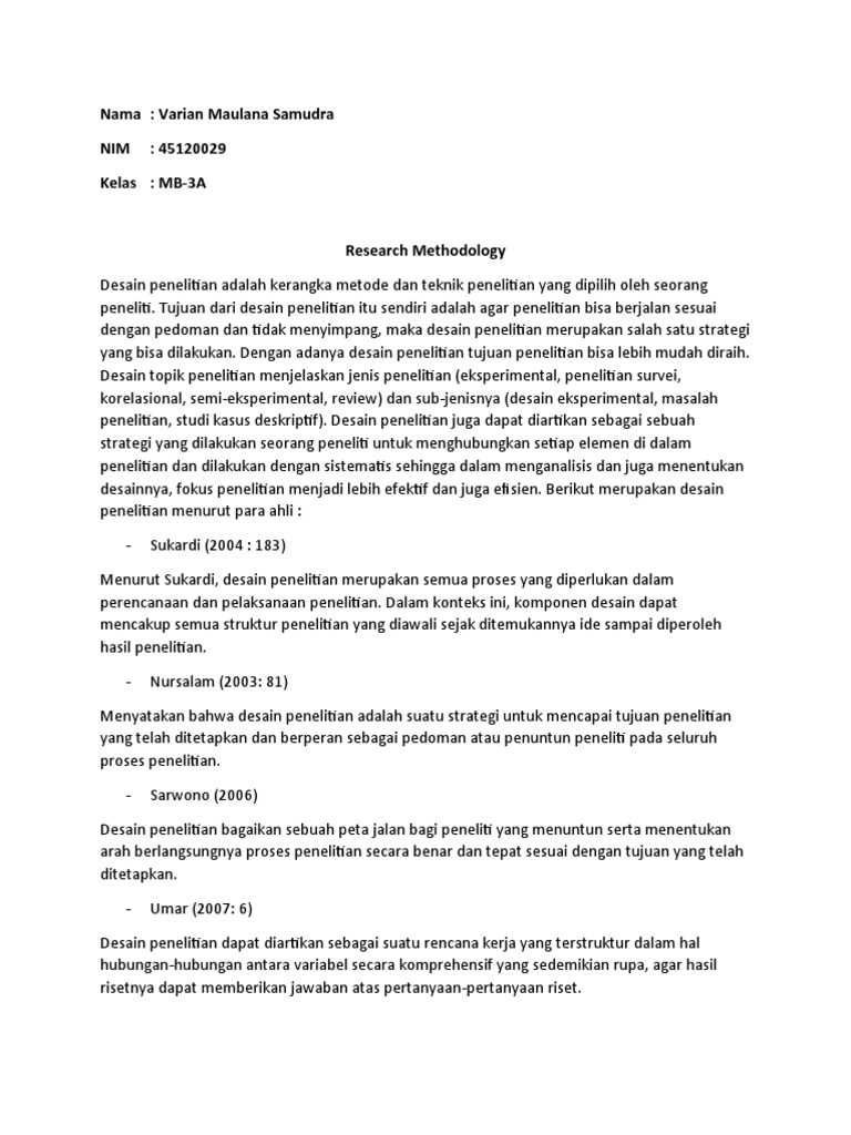 Research Methodology | PDF | Karier & Perkembangan | Seni