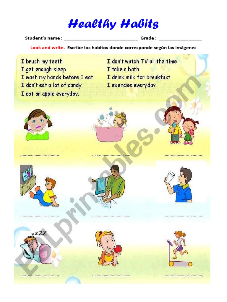 WORKSHEET 2-3 HEALTHY HABITS | PDF