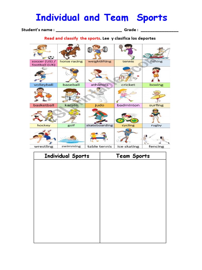 Worksheets Team The Spports 3 | PDF